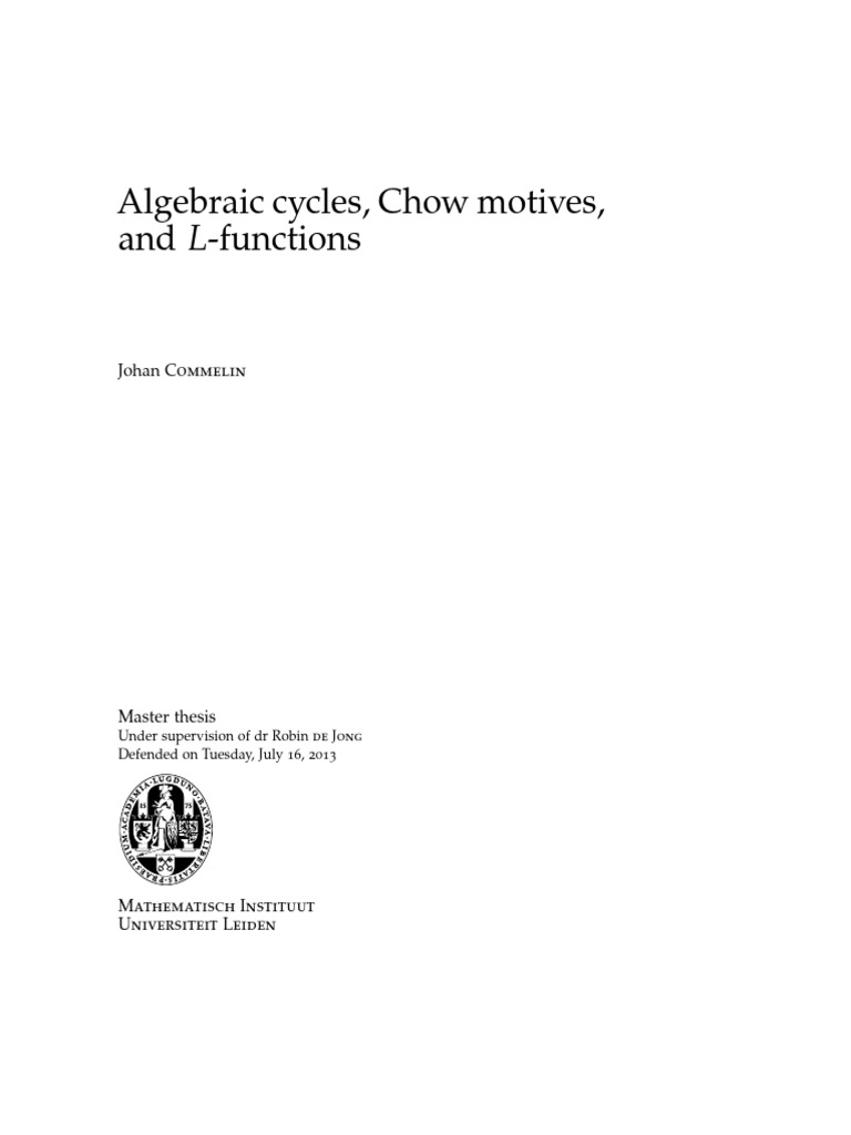 Algebraic Cycles and Chow Motives | PDF | Field (Mathematics) | Group ...