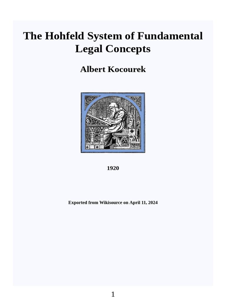 The Hohfeld System of Fundamental Legal Concepts | PDF | Logic | Thought