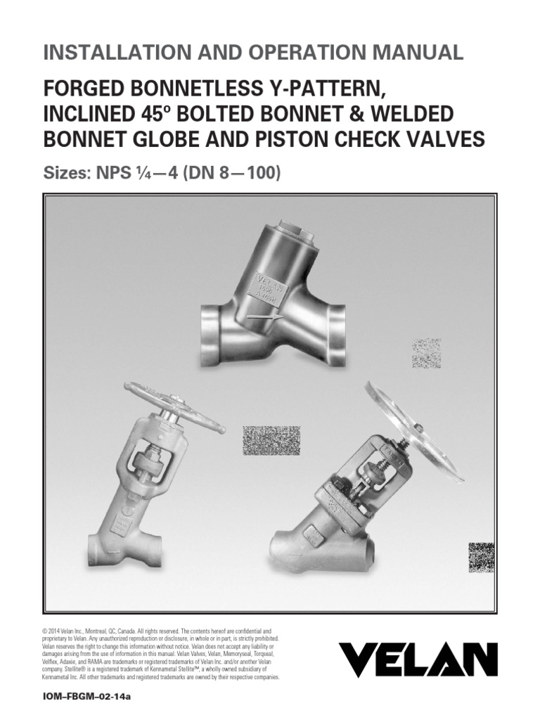 Velan IOM - FBGM - 02 - 14a | PDF | Valve | Mechanical Engineering