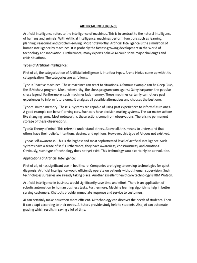 ARTIFICIAL INTELLIGENCE | PDF | Intelligence (AI) & Semantics | Artificial Intelligence