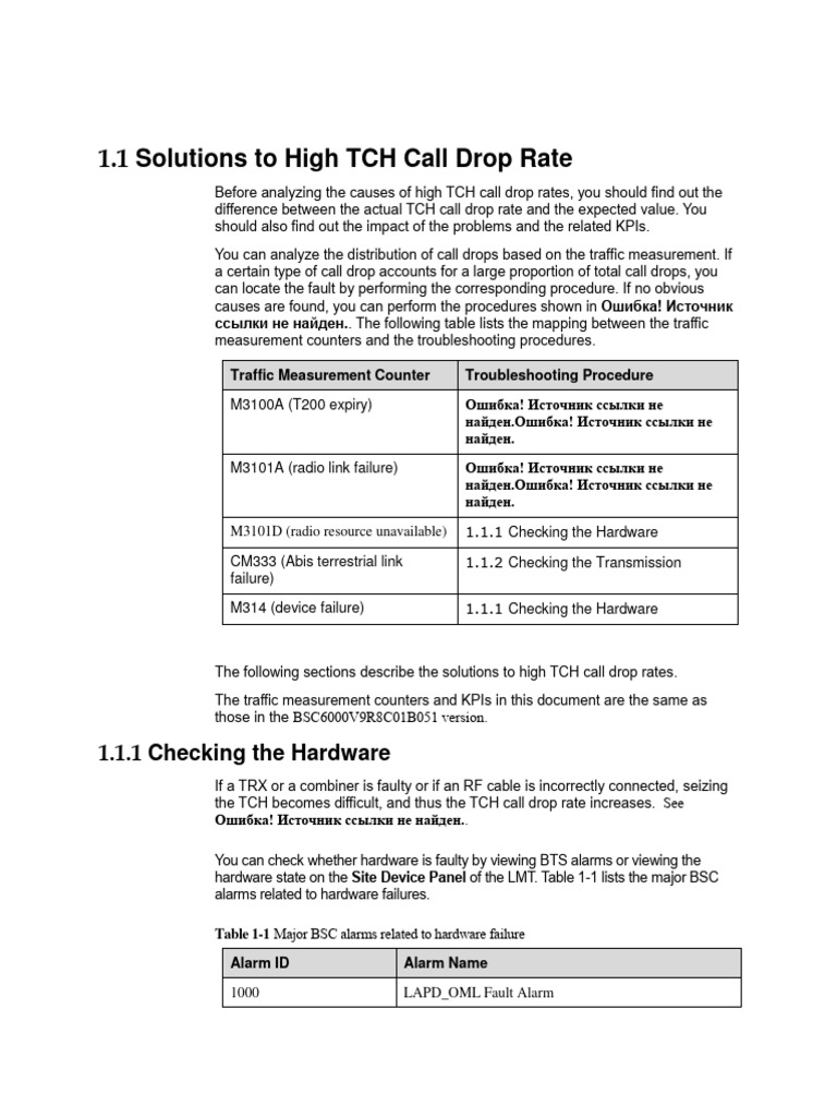 Solutions To High TCH Call Drop Rate | PDF | Troubleshooting ...