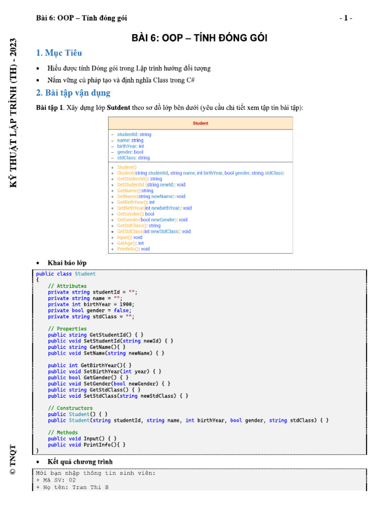 2023 - KTLT - TH - 06 - OOP - Tinh Dong Goi - Anti | PDF