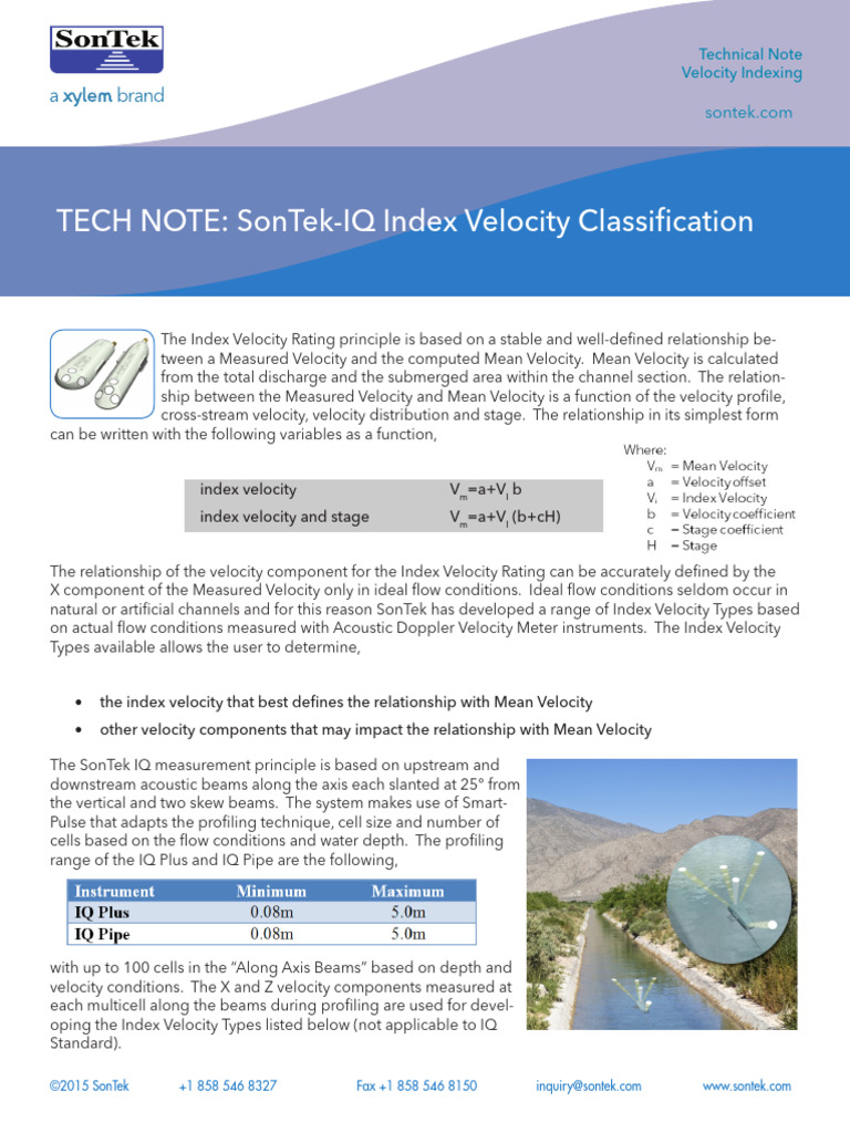 Sontek Iq Index Velocity Classification | PDF | Velocity