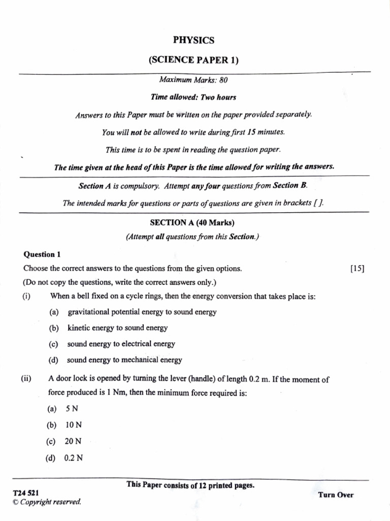 10th Boards Phy 2024 | PDF