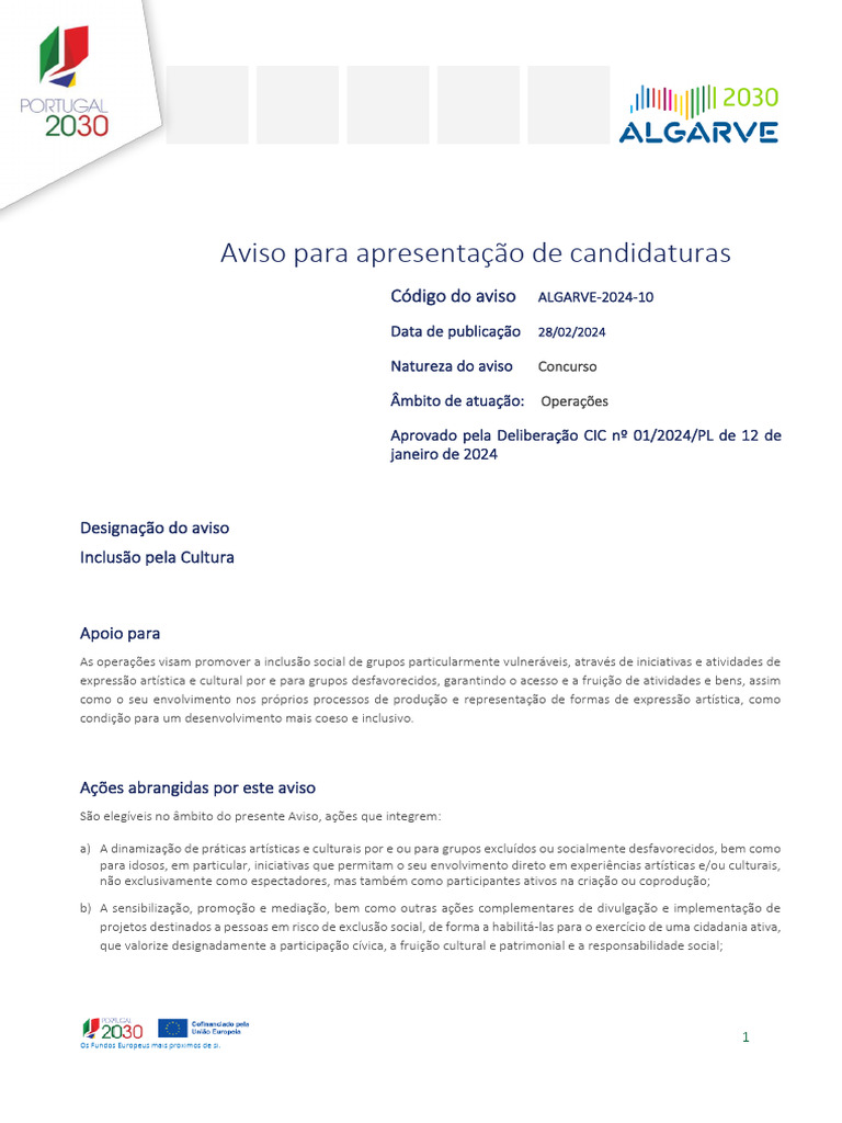 Fundos Europeus para Inclusão Cultural | PDF | União Europeia ...