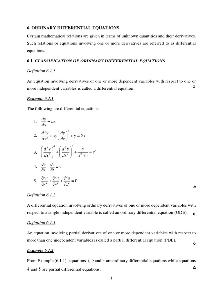 Ordinary Differential Equations-1 | PDF | Differential Equations | Ordinary Differential Equation