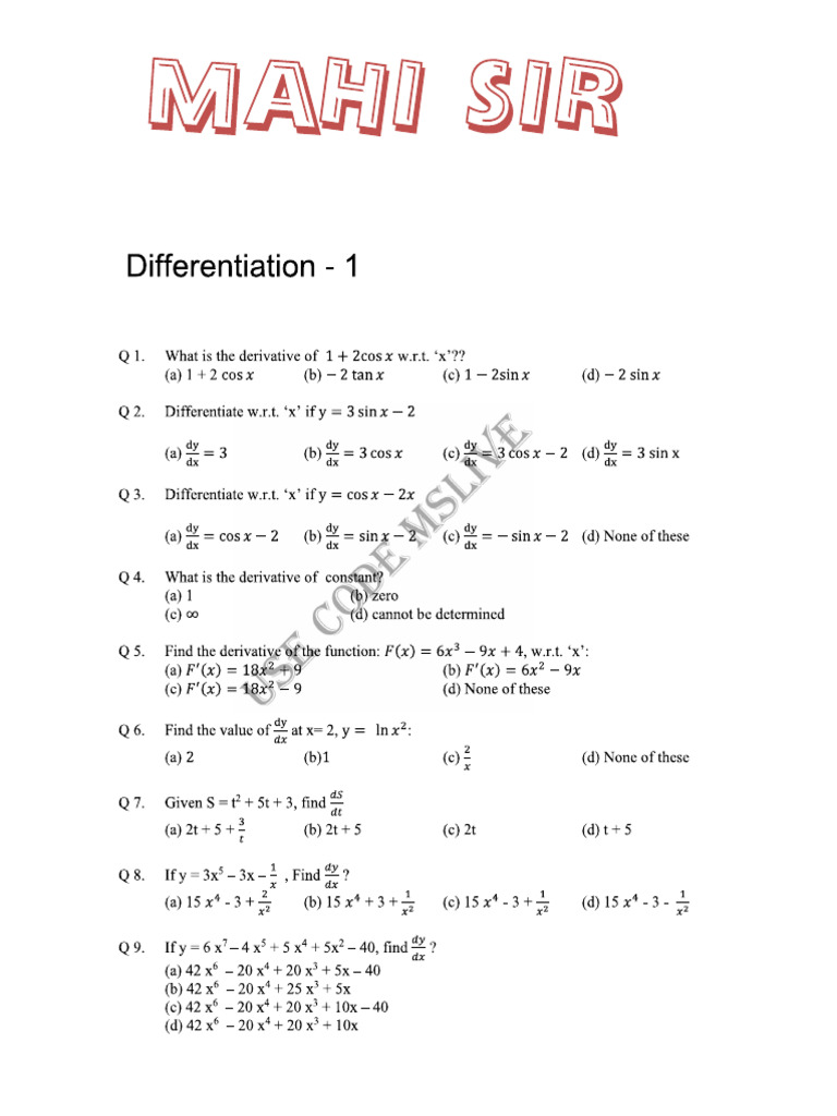 Basic Differentiation | PDF