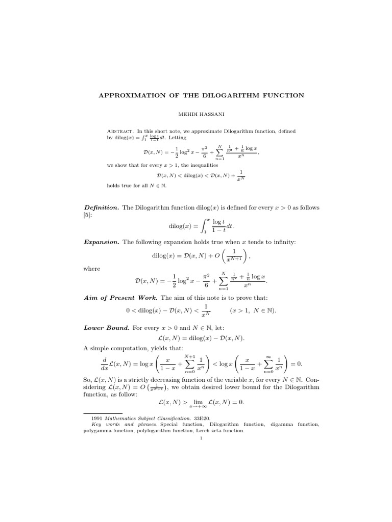 dilog | PDF | Mathematical Relations | Mathematical Objects