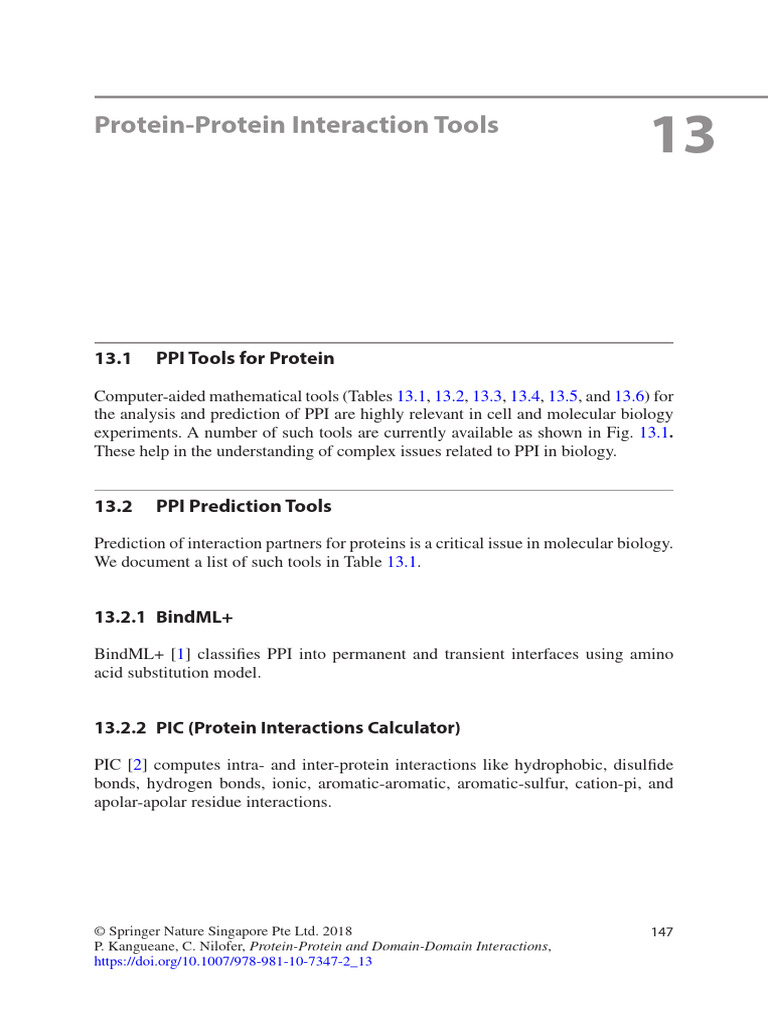 In Silico Ppi Determination Pdf Protein Protein Interaction Proteins