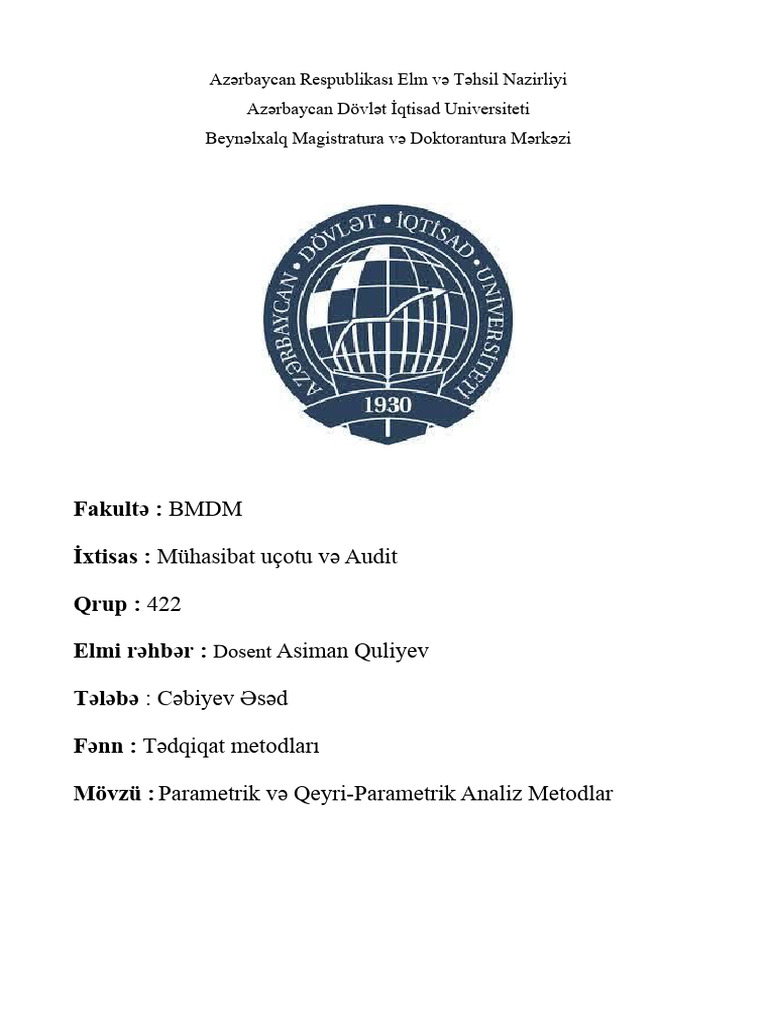 Parametrik Metodlar | PDF