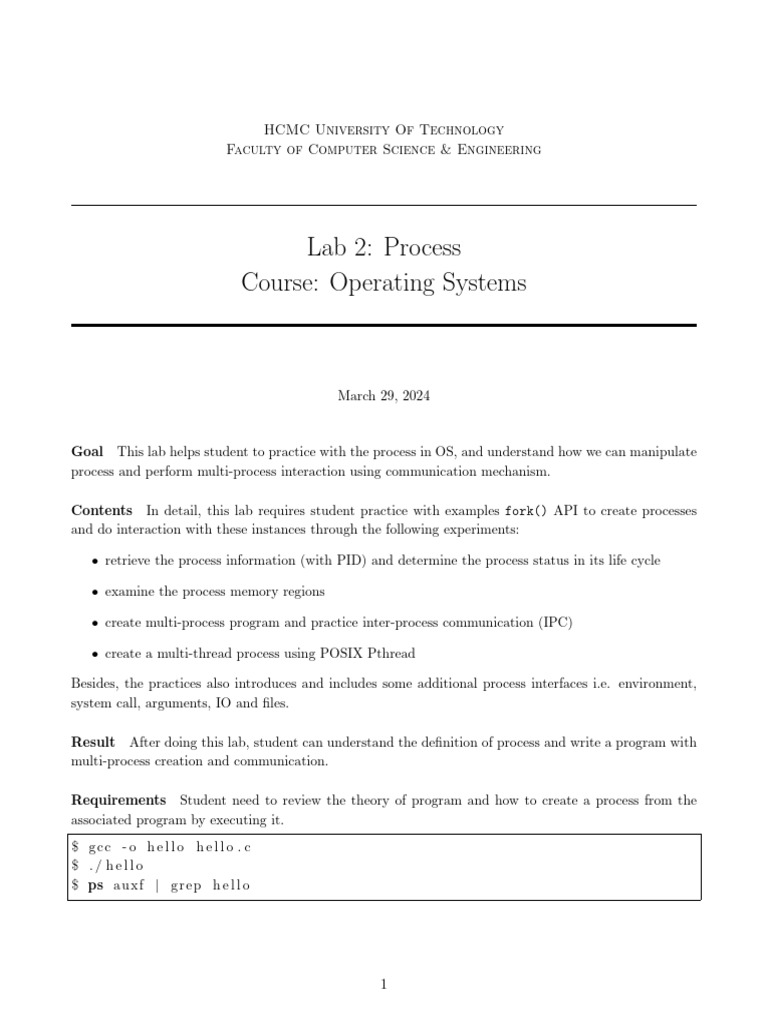 Lab2 Process | PDF | Process (Computing) | Computer Engineering