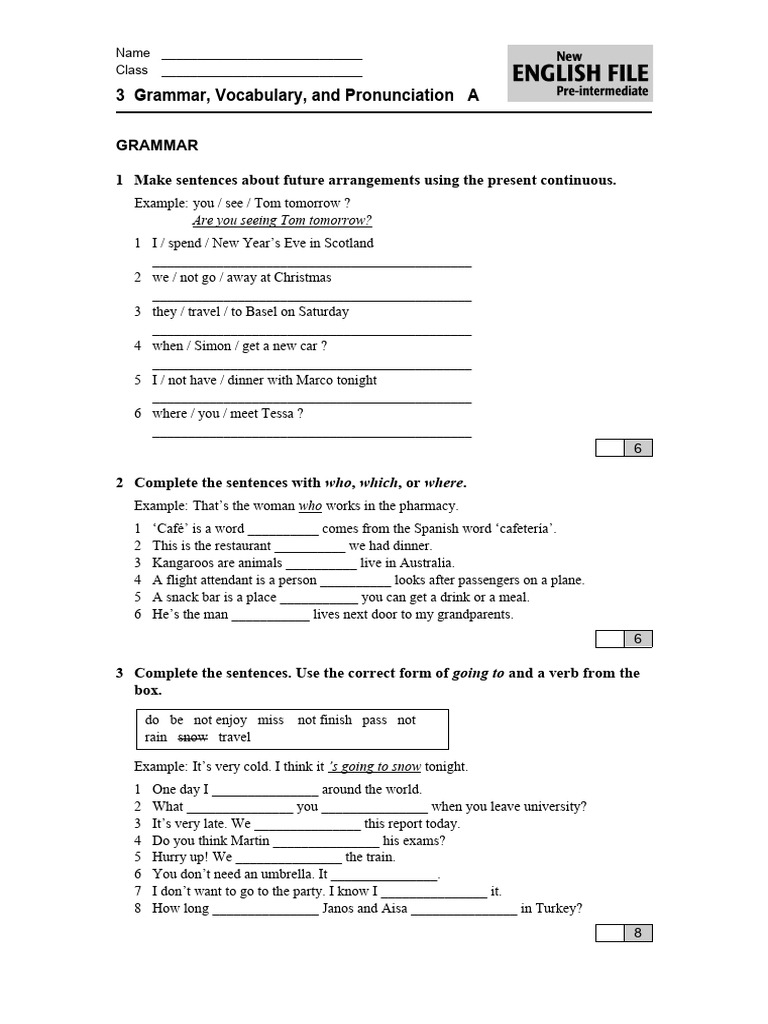 Grammar and Vocabulary Exercises | PDF | Linguistics