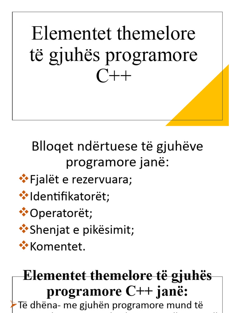 Elementet Themelore Të Gjuhës Programore C++ | PDF