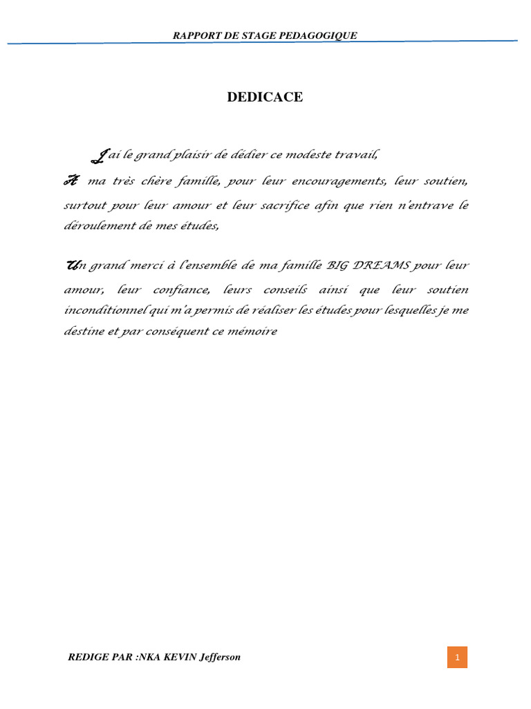 Rapport de Stage Pédagogique Nka Kevin | PDF | Fournisseur d'accès à ...