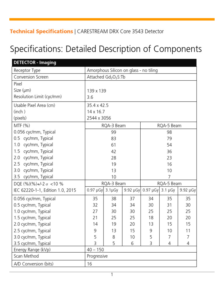 Carestream DRX Core 3543 Detector Specs | PDF | Wireless Lan | Wireless ...
