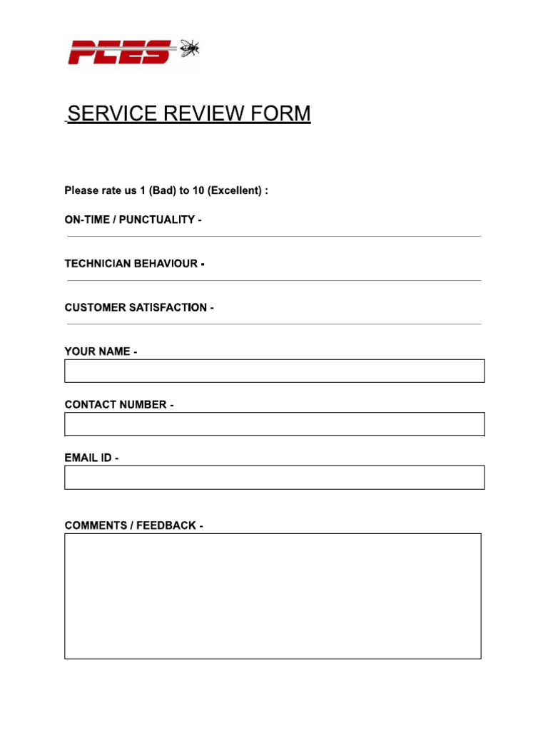 Service Review Form | PDF