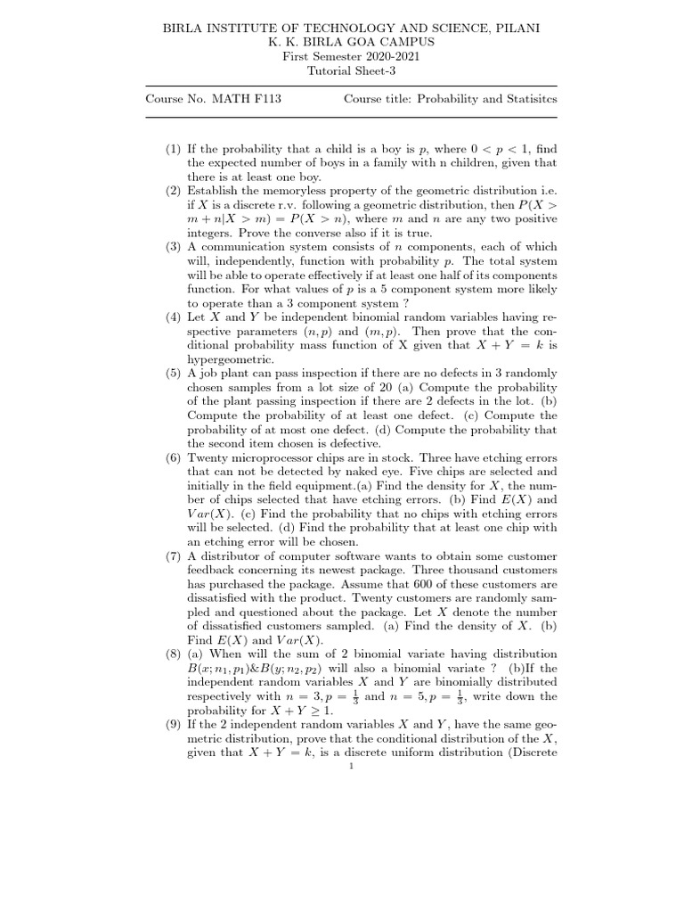 tutorial-3 | PDF | Probability Distribution | Probability Density Function