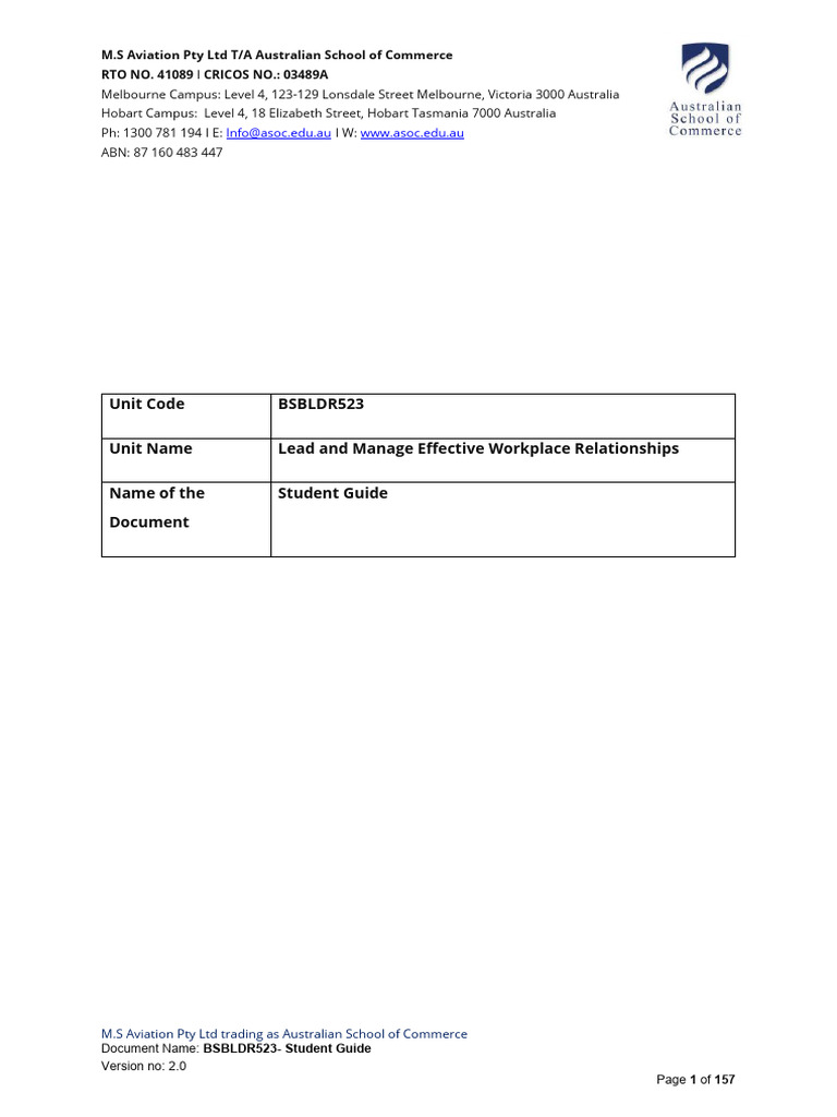 BSBLDR523 Completed | PDF | Customer Relationship Management ...