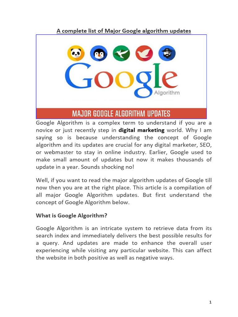 Google Algorithms | PDF | Search Engine Optimization | Mobile Web