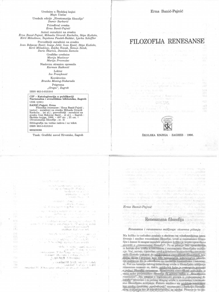Filozofija Renesanse, Hrestomatija | PDF