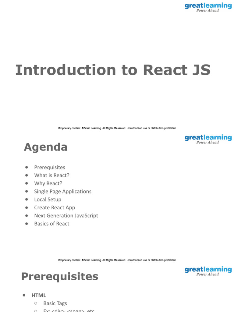 Introduction To React JS | PDF | Class (Computer Programming) | Java Script Introduction To React JS | PDF | Class (Computer Programming) | Java Script