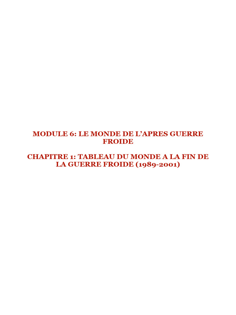 Tableau du monde après la guerre froide | PDF | START I | Accords d'Oslo