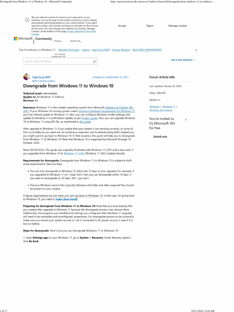 Downgrade from Windows 11 to 10 Guide | PDF | Windows 10 | Microsoft Windows