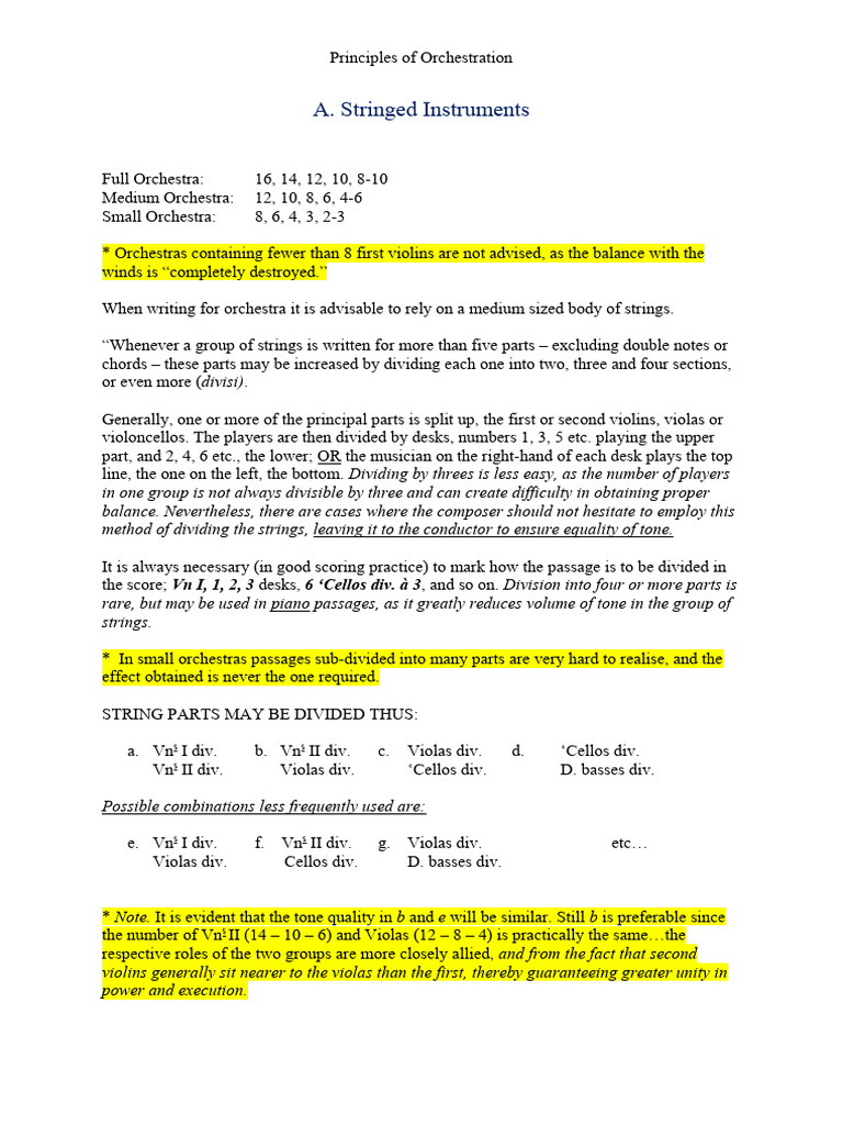 String Orchestration Techniques Guide | PDF | Double Bass | Brass Instruments