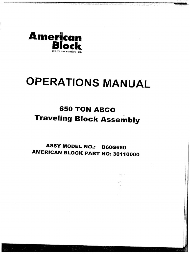 Travelling Block 650 ABCO | PDF