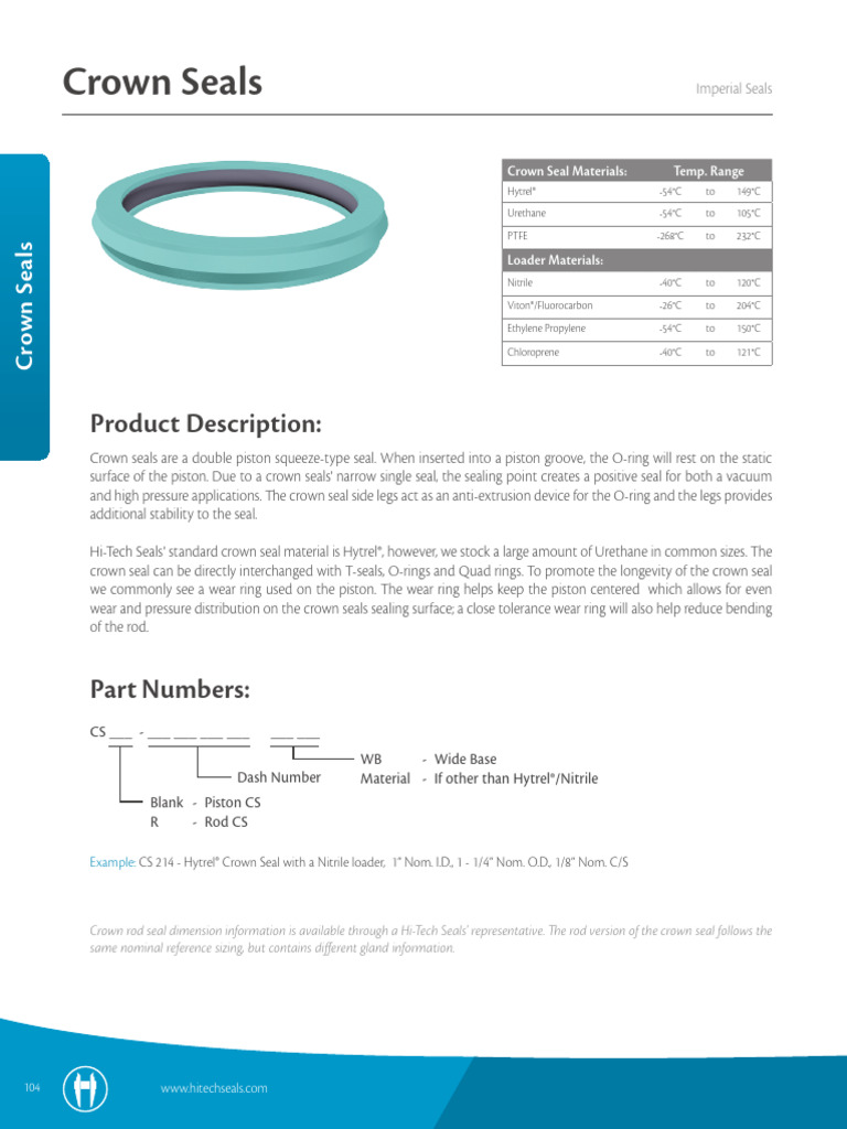 Crown Seals Imp | PDF | Piston | Mechanical Engineering