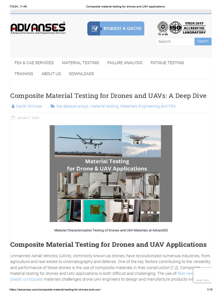 Composite Material Testing For Drones and UAV Applications | PDF ...