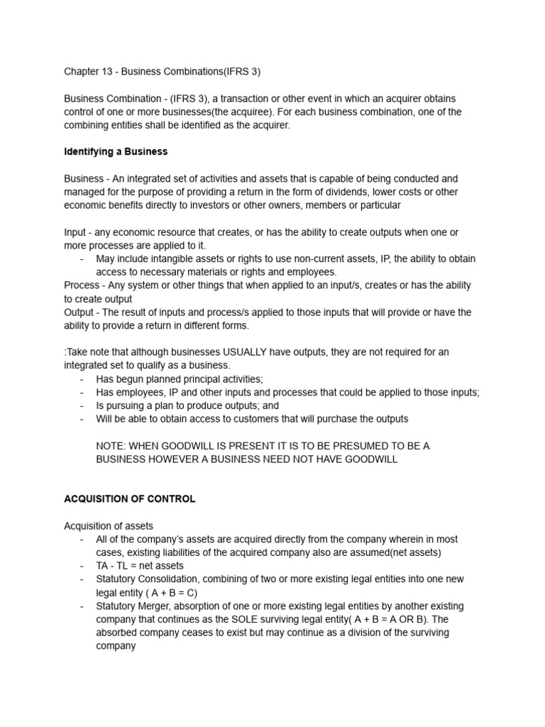 Chapter 13 - Business Combinations (IFRS 3) | PDF | Goodwill (Accounting) | Mergers And Acquisitions