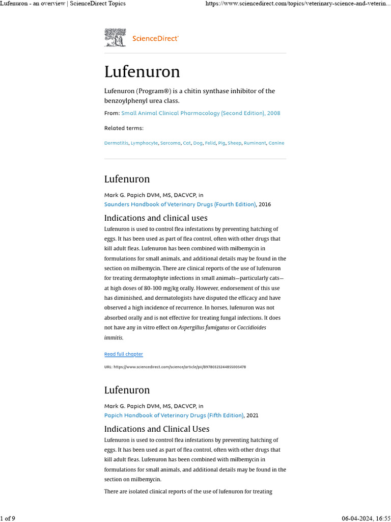 Lufenuron - An Overview ScienceDirect Topics | PDF | Wellness | Science ...