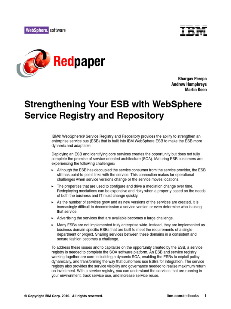 ESB With WebSphere Service Registry and Repository | PDF | Service Oriented Architecture | Computing