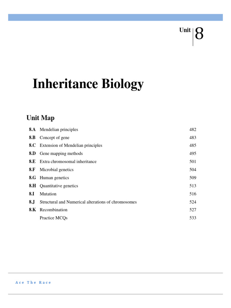 Unit 8 Inheritance Biology CSIR UGC NET Life Sciences | Download Free ...