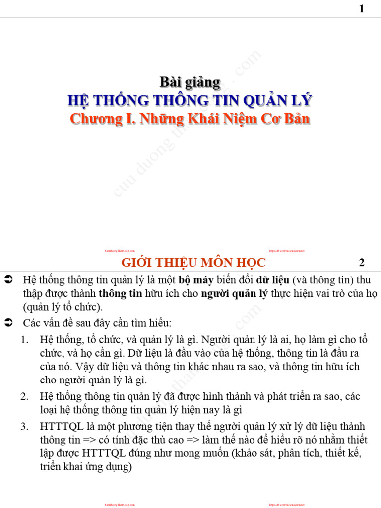 He Thong Thong Tin Quan Ly 1 Nhung Van de Co Ban | PDF