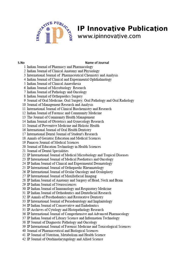 Innovative Publications List | PDF | Medicine | Pathology