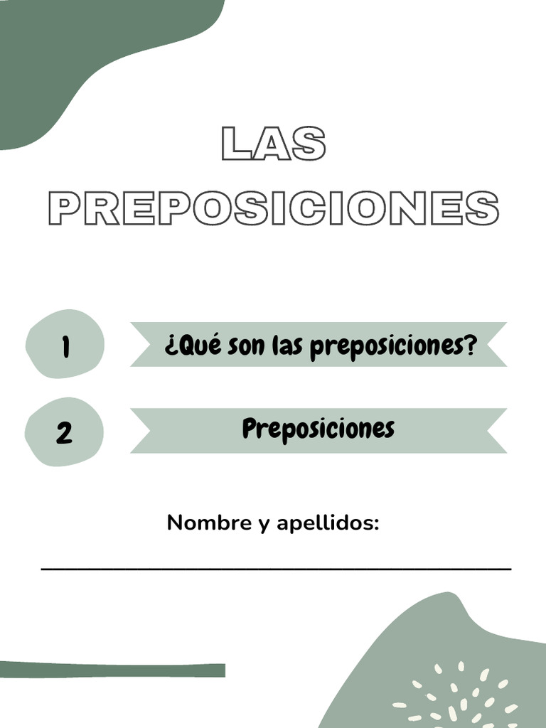 Dossier Las Preposiciones | PDF