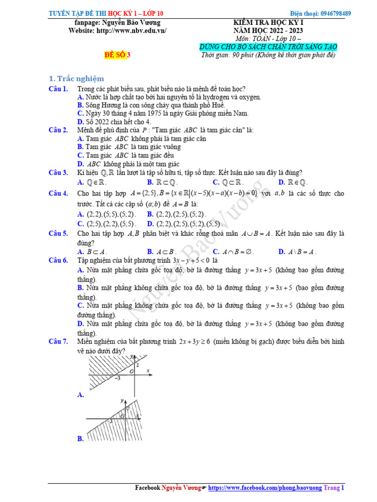 Đề số 3 - HK1 - CTST | PDF