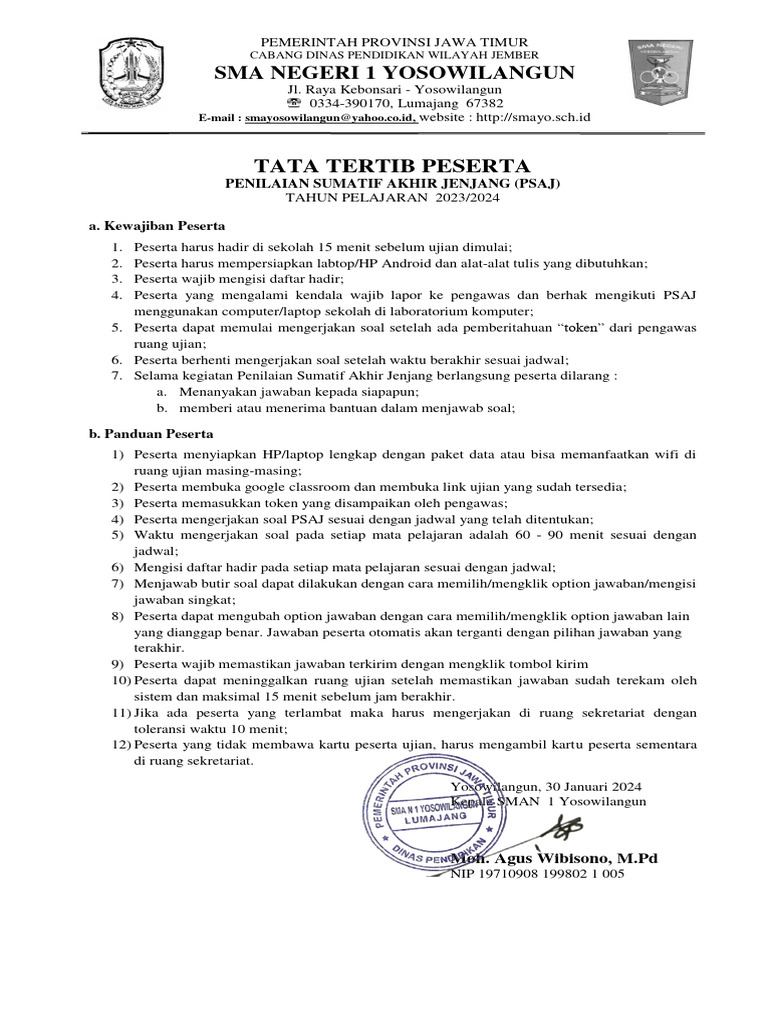 Tata Tertib Peserta PSAJ | PDF