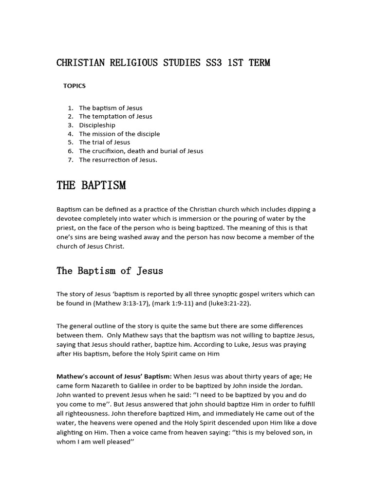 SS3 Christian Religious Studies Overview | PDF | Jesus | Herod Antipas