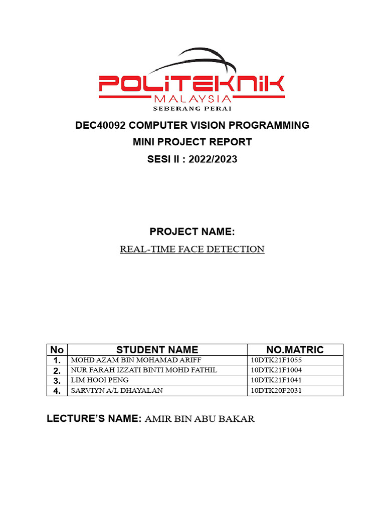 Computer Vision Mini Project Report | Download Free PDF | Machine ...
