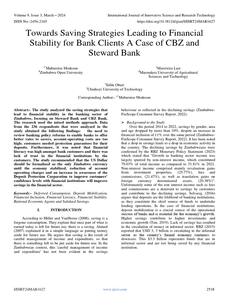 Saving Strategies for Financial Stability in Zimbabwe | PDF | Banks ...