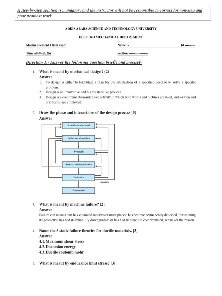 Machine Element I Final Exam With Answer | PDF | Yield (Engineering ...