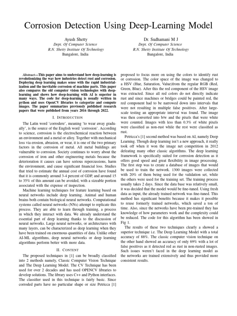Corrosion Detection Using Deep Learning Pdf Deep Learning Artificial Neural Network