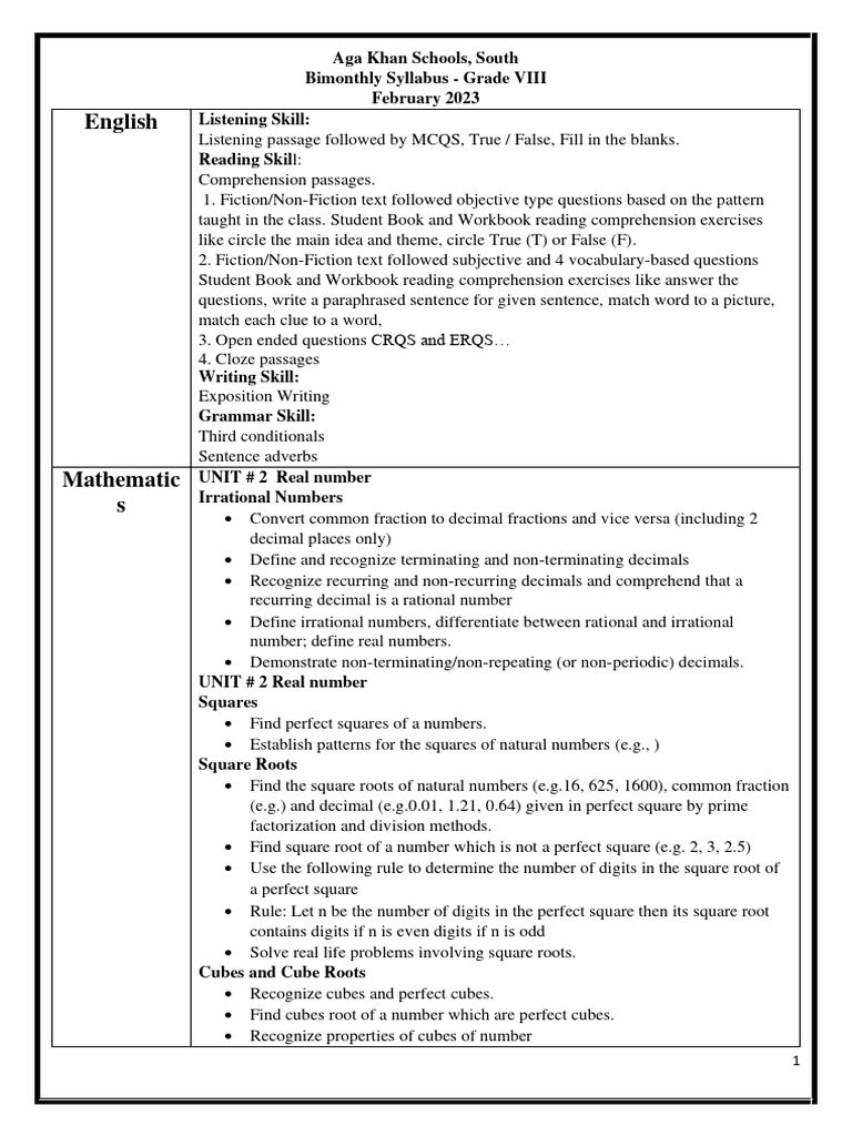 2nd Bimonthly Syllabus VIII | PDF | Force | Nutrients