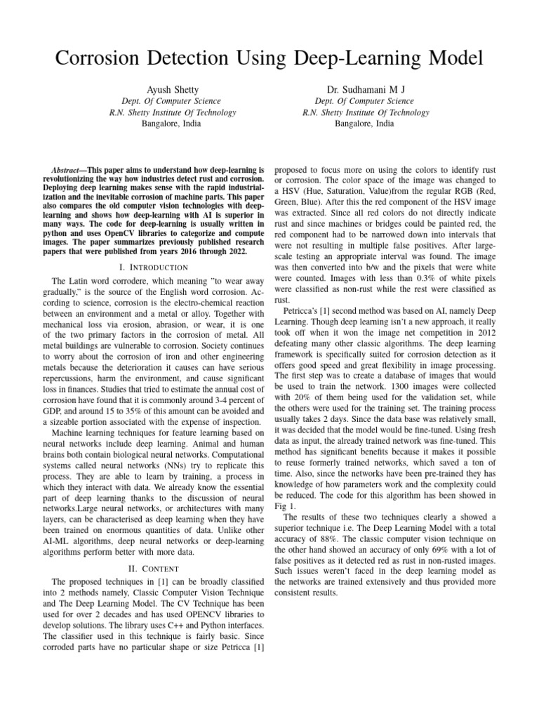 Deep Learning for Corrosion Detection | PDF | Deep Learning ...