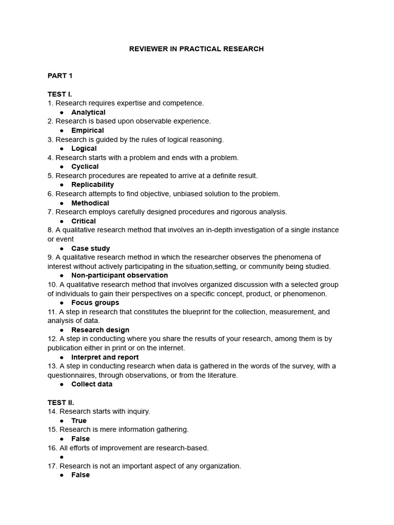 Reviewer in Practical Research | PDF | Methodology | Quantitative Research