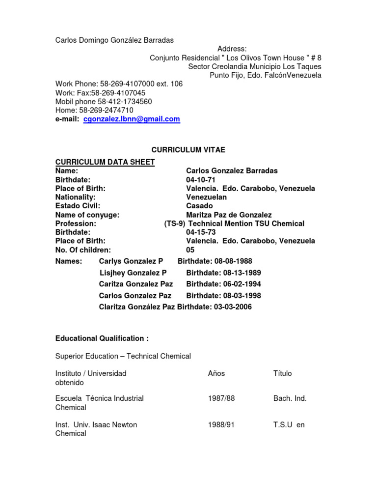Currículum de Carlos González | PDF | Tecnología