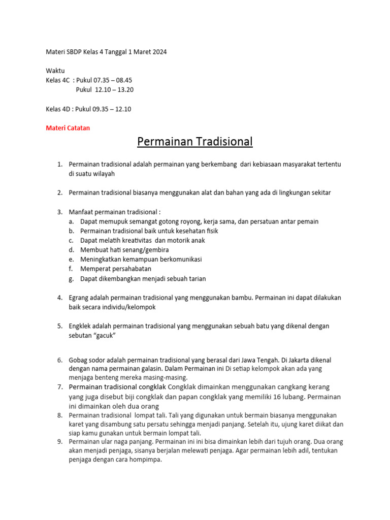 Materi Sbdp Kelas 4 Tanggal 1 Maret 2024 Pdf